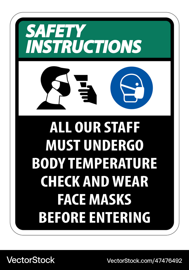 Safety instructions staff must undergo Royalty Free Vector