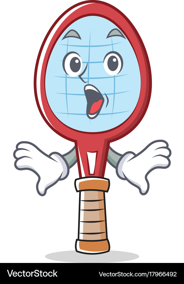 Surprised tennis racket character cartoon Vector Image