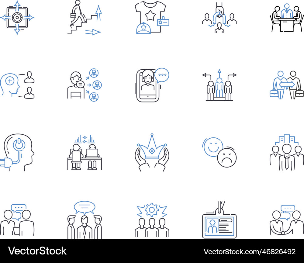 Syndicate line icons collection collaboration Vector Image