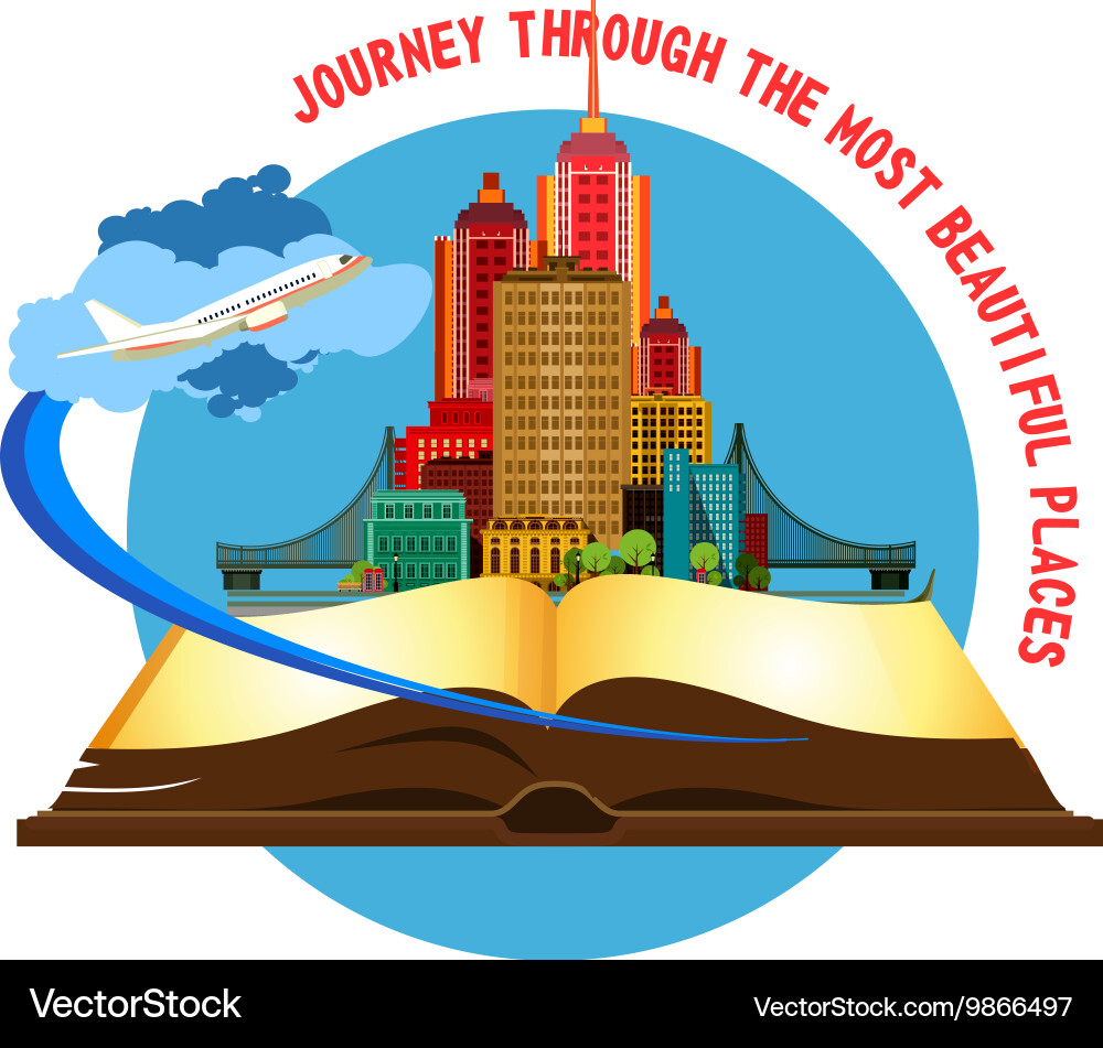 Book travel city Royalty Free Vector Image - VectorStock