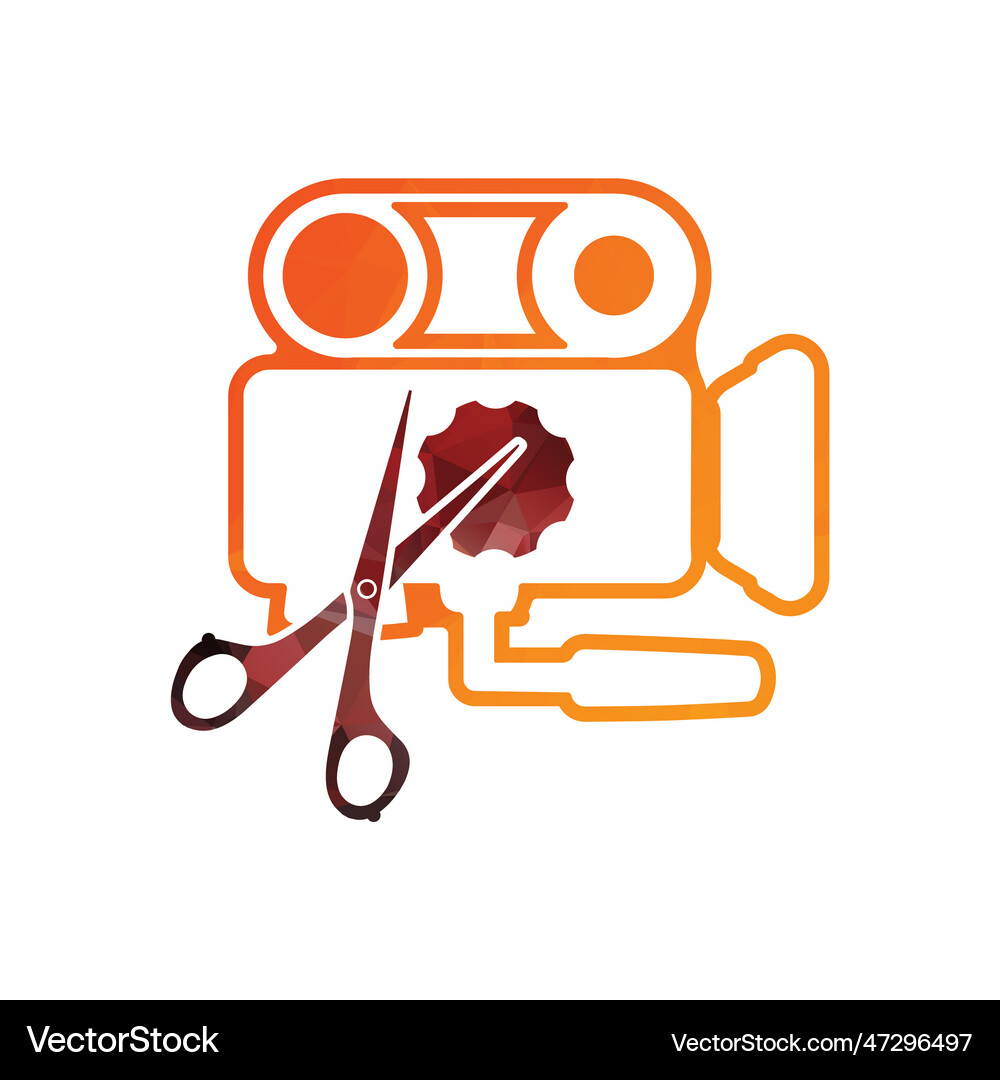 Cinematography logo video camera with gear Vector Image