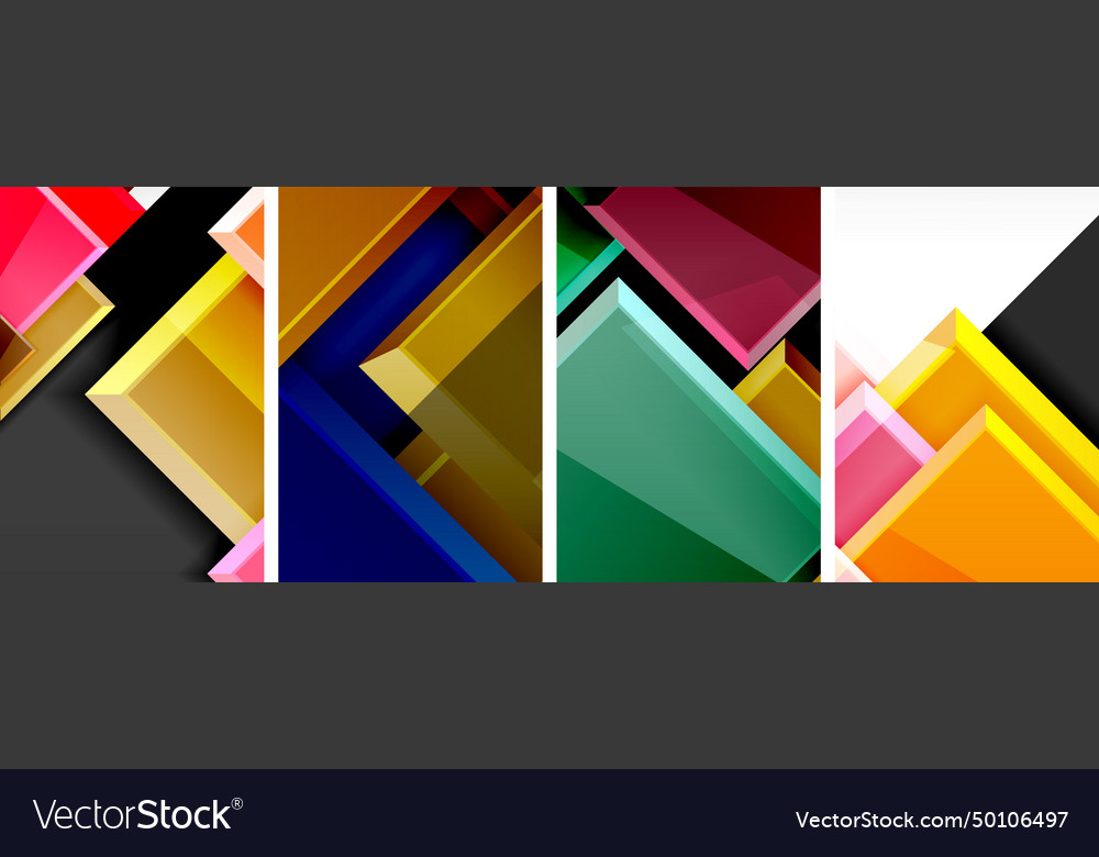 Color glass glossy square composition poster set Vector Image