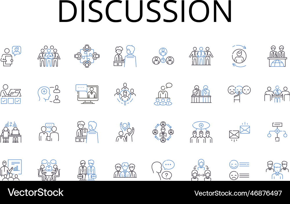 Discussion line icons collection debate dialogue Vector Image