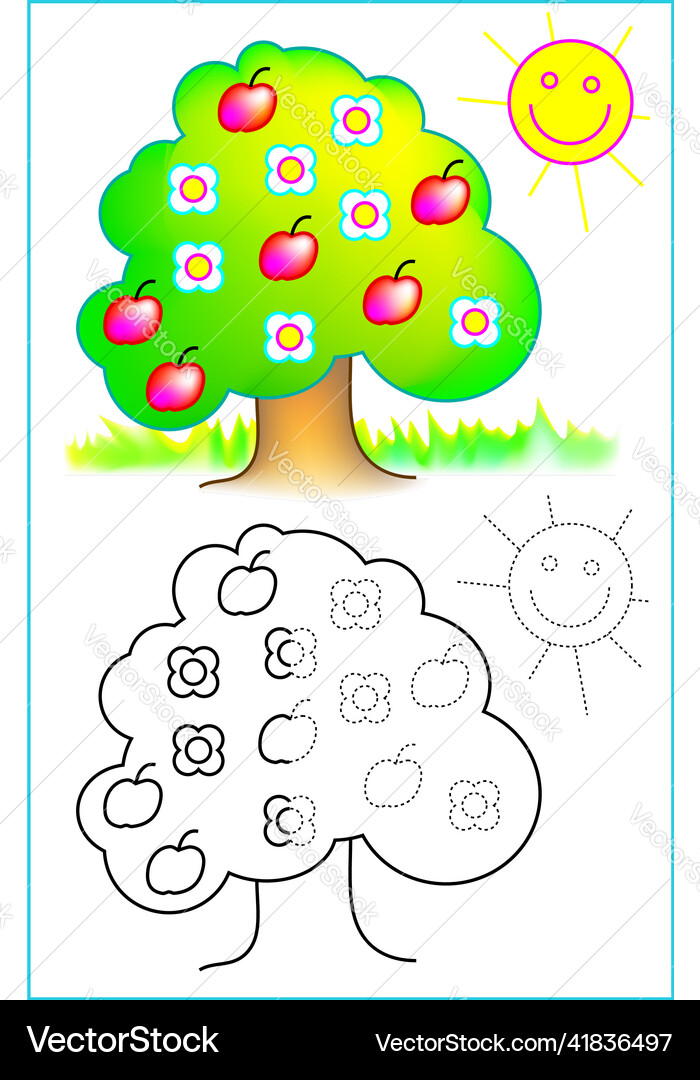 Educational page for young children coloring book Vector Image