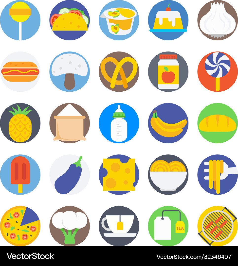 Food colored icons 3 Royalty Free Vector Image