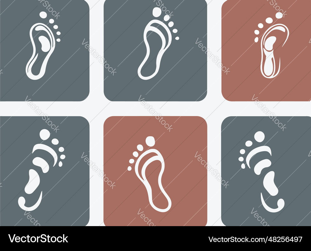 Footprint set icon shoe foot step Royalty Free Vector Image