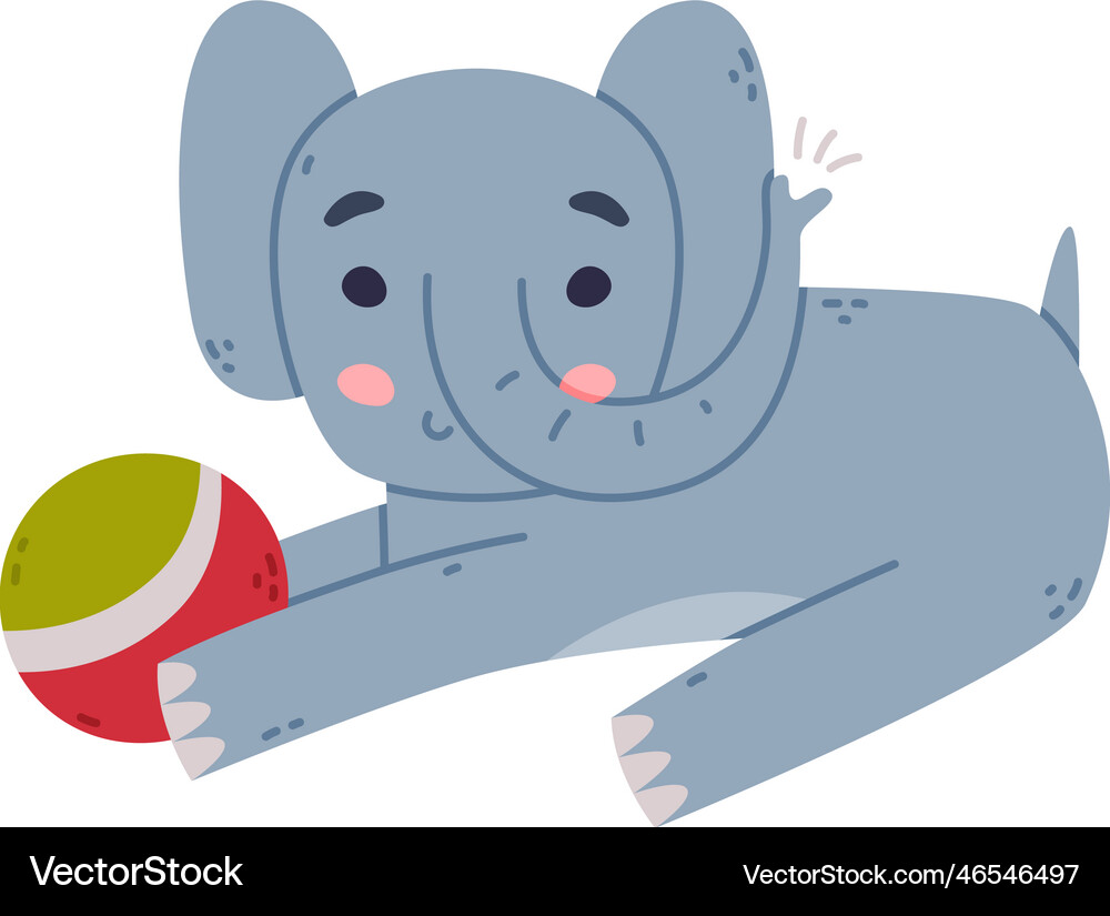 Funny blue elephant with large ear flaps and trunk