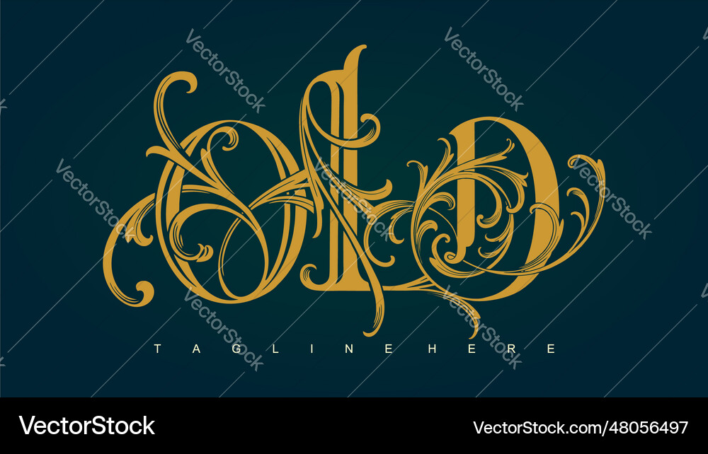 Golden luxury embracing old lettering monogram Vector Image