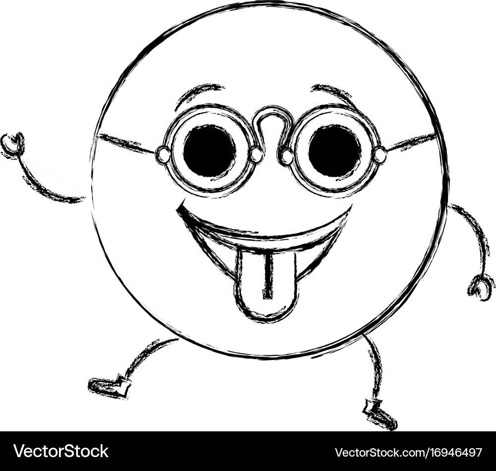 Happy emoticon face character icon Royalty Free Vector Image