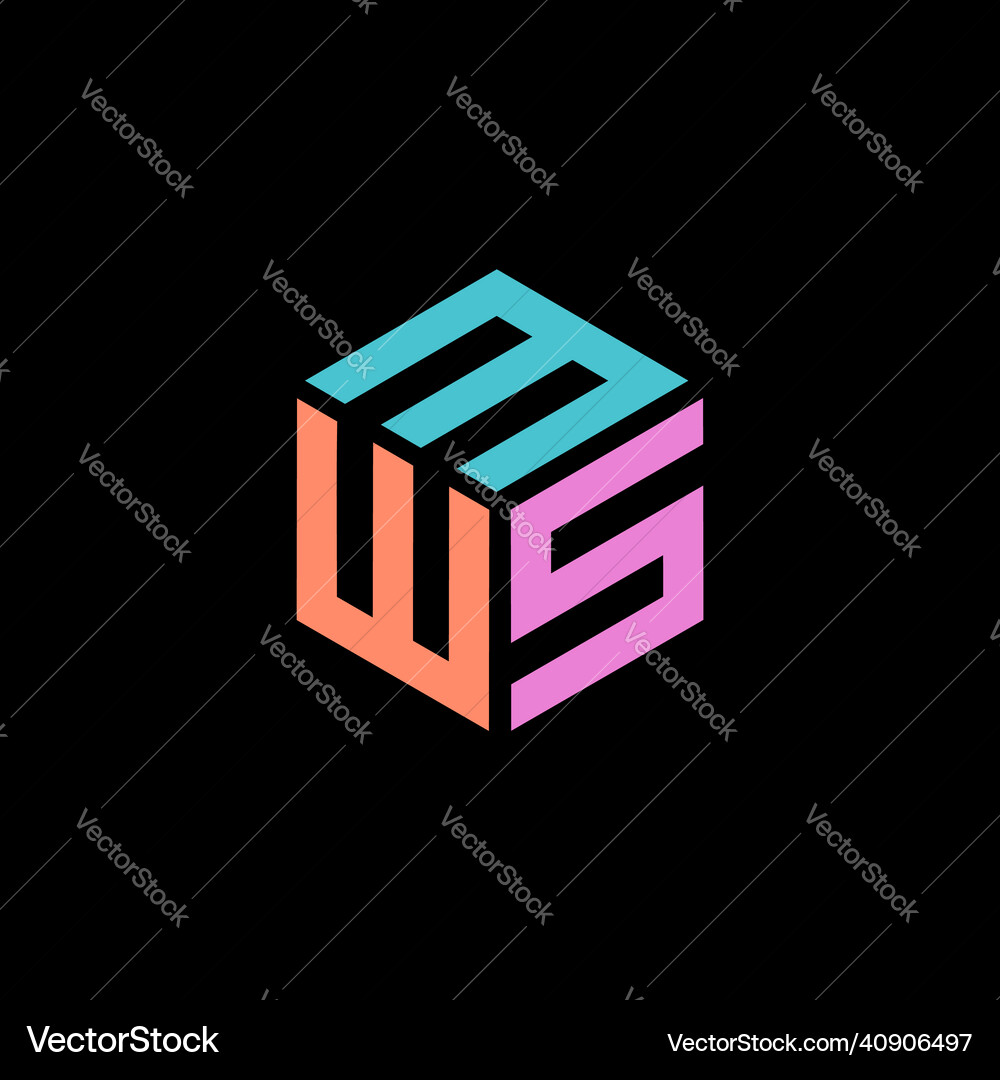 Hexagon logo with the letters mws design Vector Image
