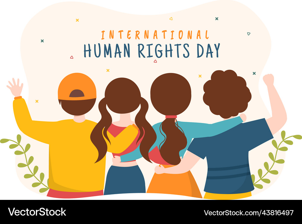 Human rights day template hand drawn flat cartoon Vector Image
