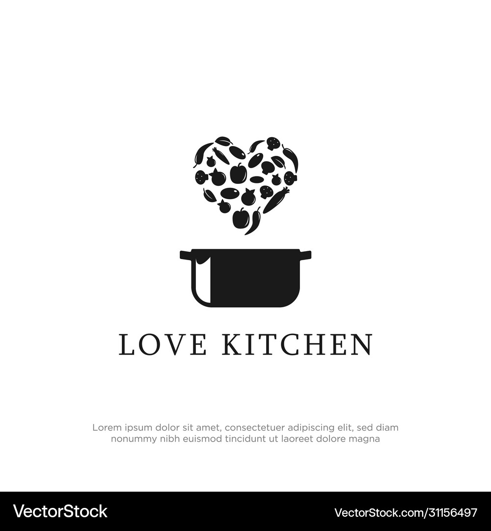 Logo cooking love stock kitchen design Royalty Free Vector