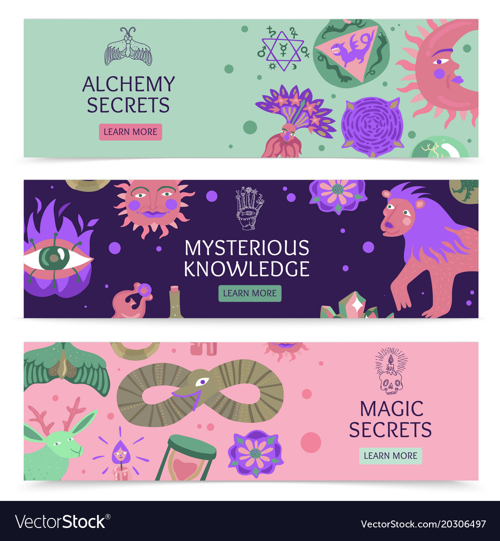 Magic horizontal banners Royalty Free Vector Image