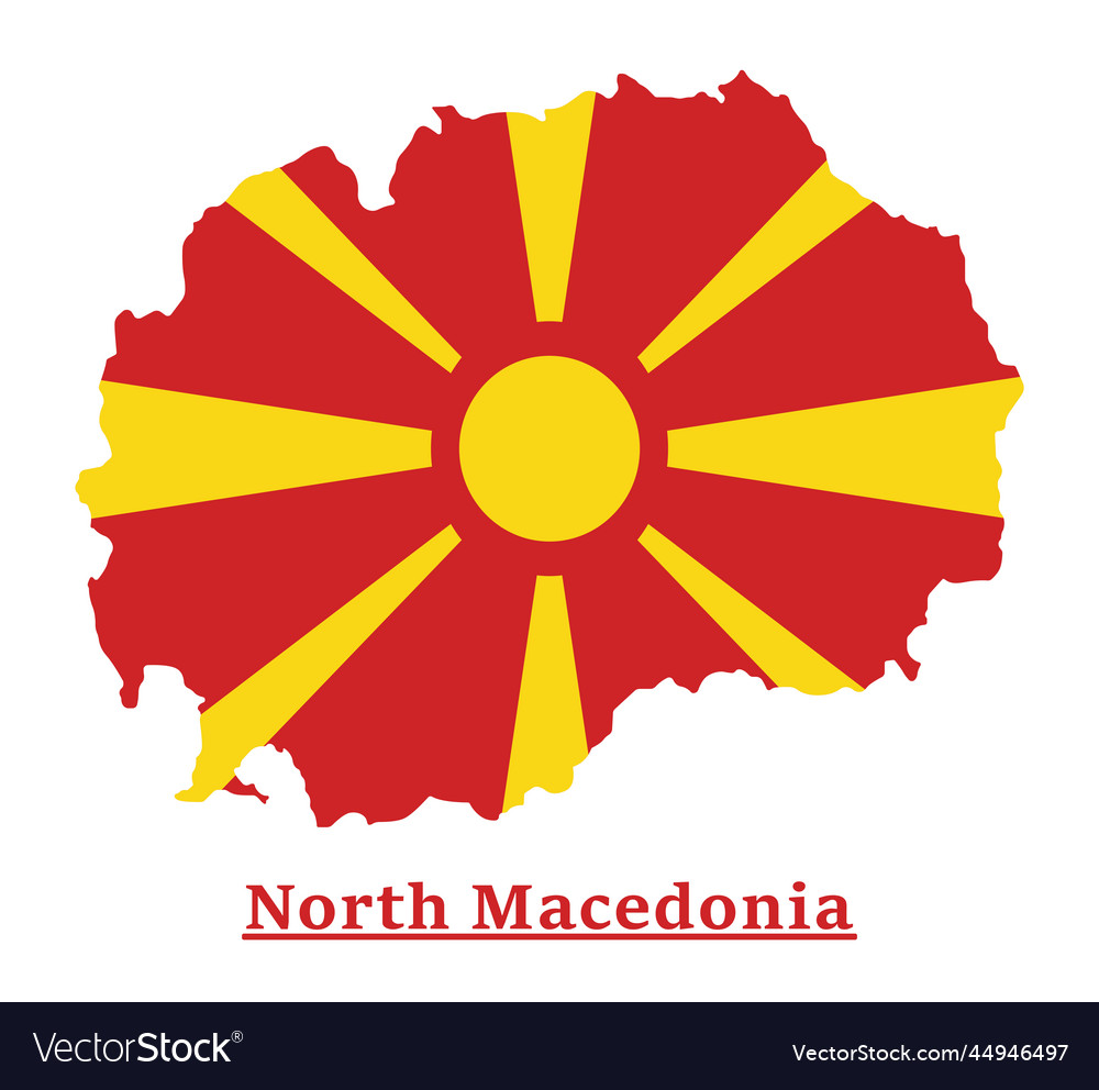 North macedonia national flag map design Vector Image