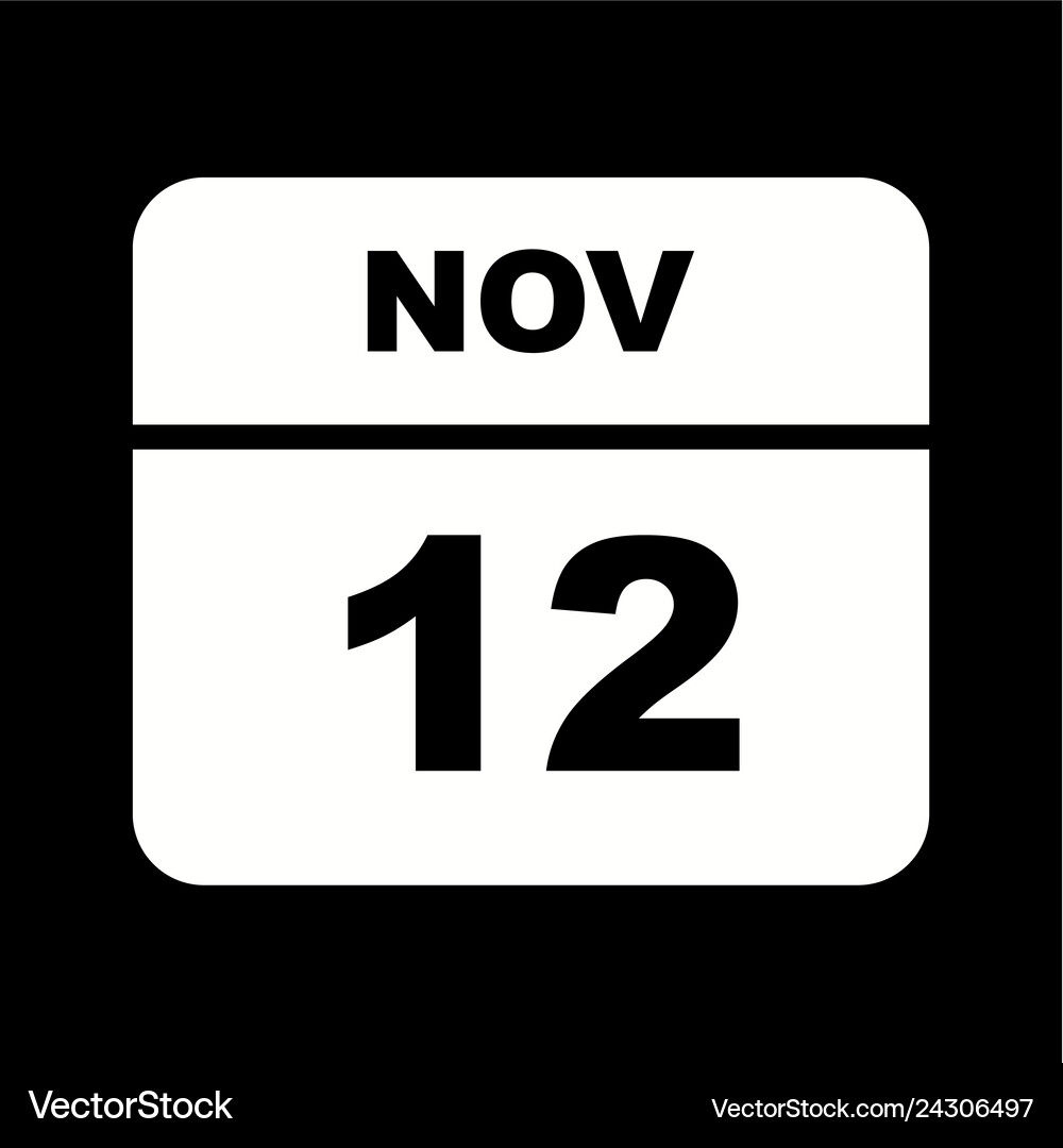 November 12th date on a single day calendar Vector Image