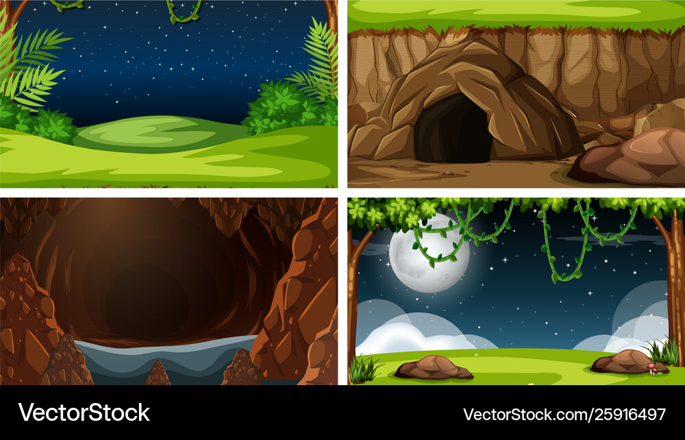 Set nature landscape Royalty Free Vector Image