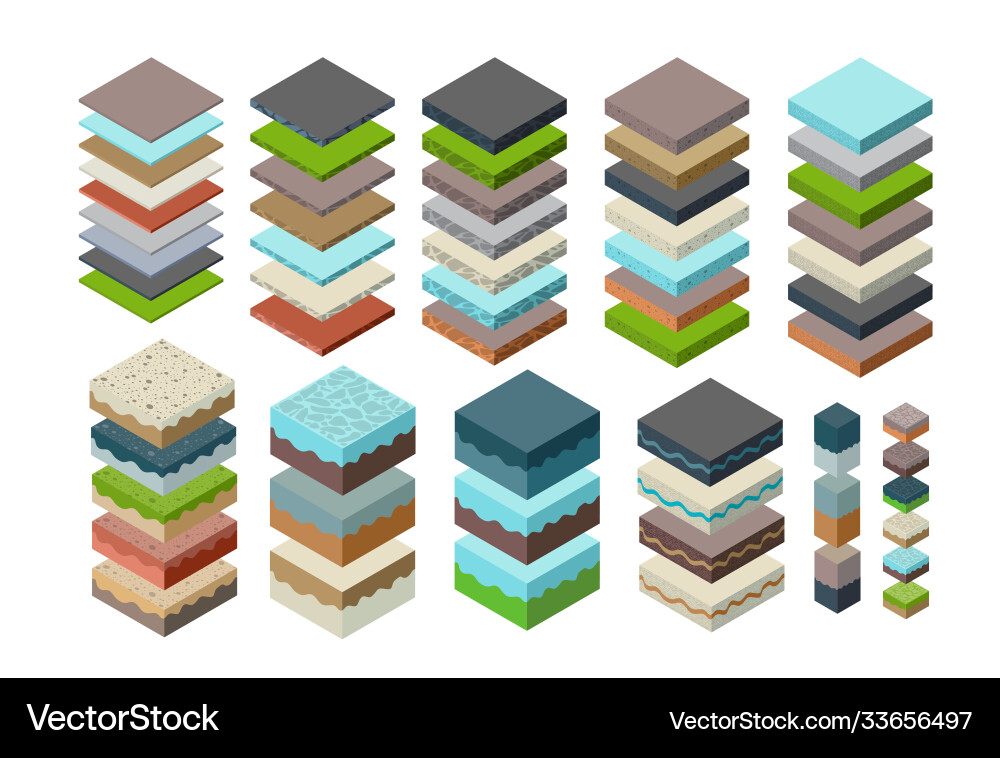 Soil layers cross section geological green grass Vector Image