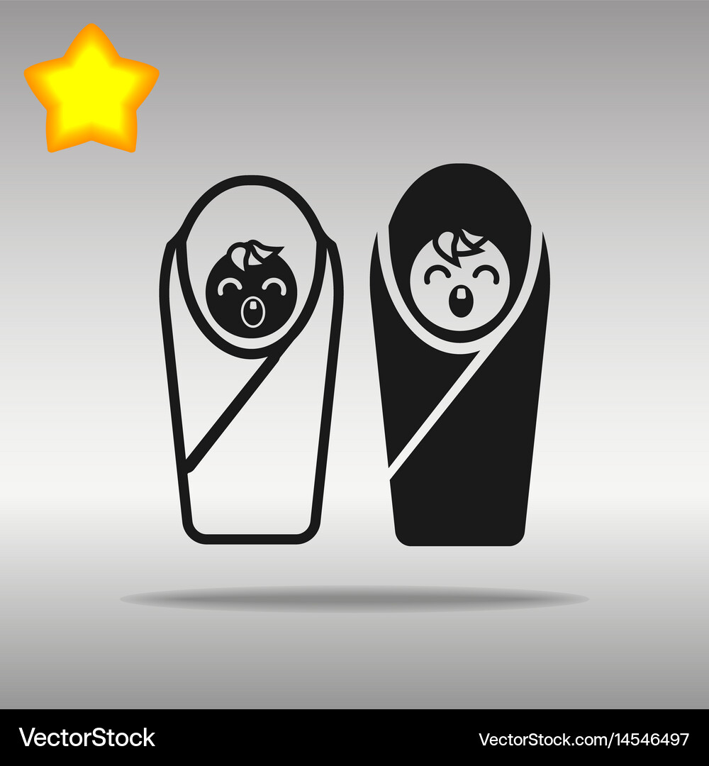 Two baby black icon button logo symbol concept Vector Image