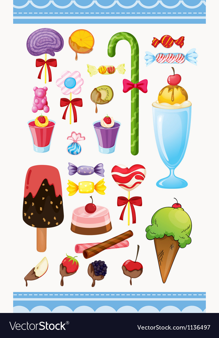 Various sweets Royalty Free Vector Image - VectorStock