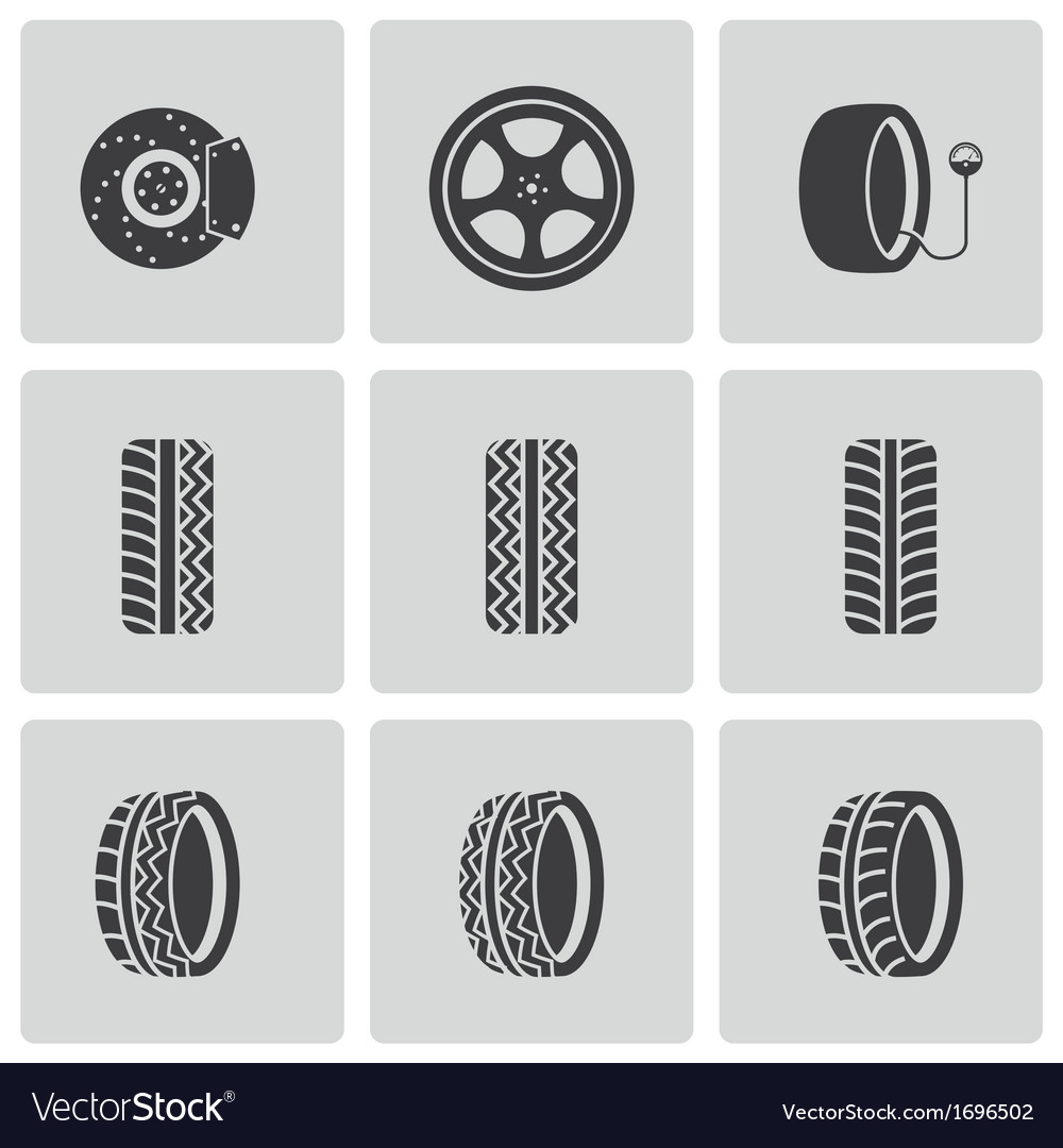 Black tire icons set Royalty Free Vector Image Black tire icons set Royalty Free Vector Image