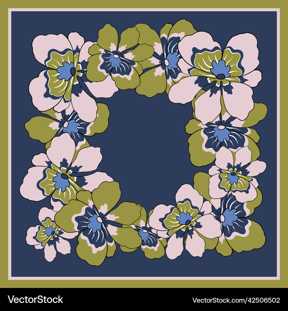 Colorful silk scarf with flowering orhide Vector Image