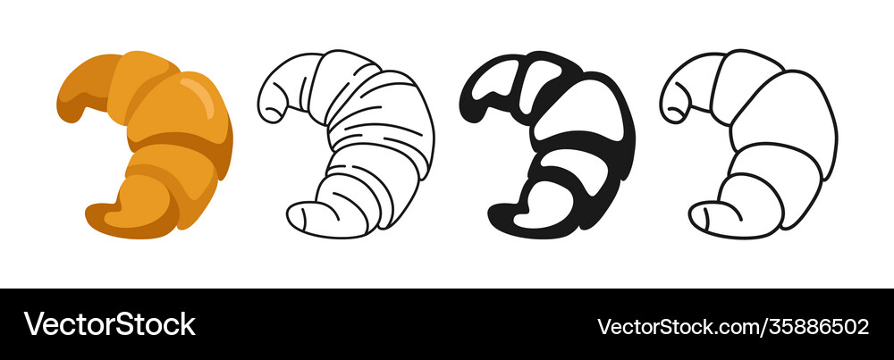Croissant icon line black glyph icon set Vector Image