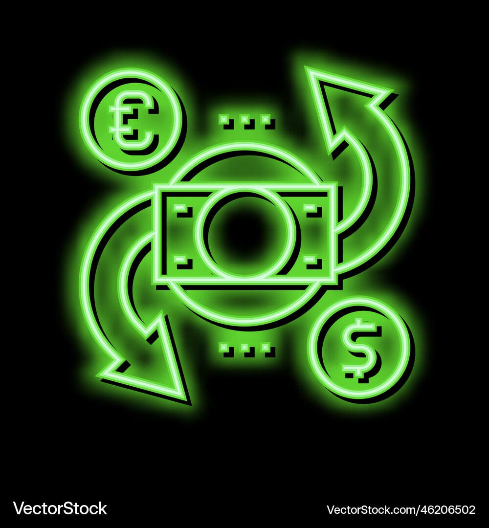 Currency exchange and converter neon glow icon Vector Image