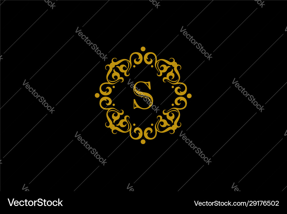 Gold elegant letter s graceful style Royalty Free Vector