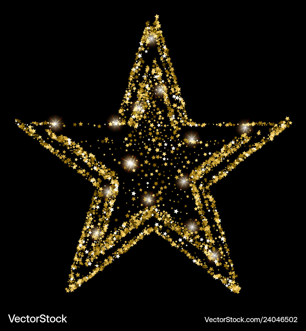 Golden glitter star many small stars Royalty Free Vector