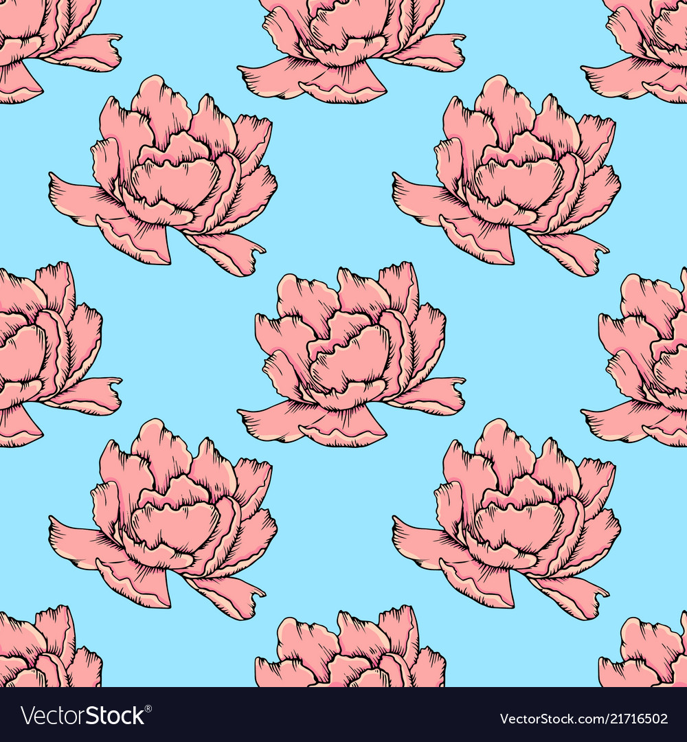 Peony seamless pattern Royalty Free Vector Image