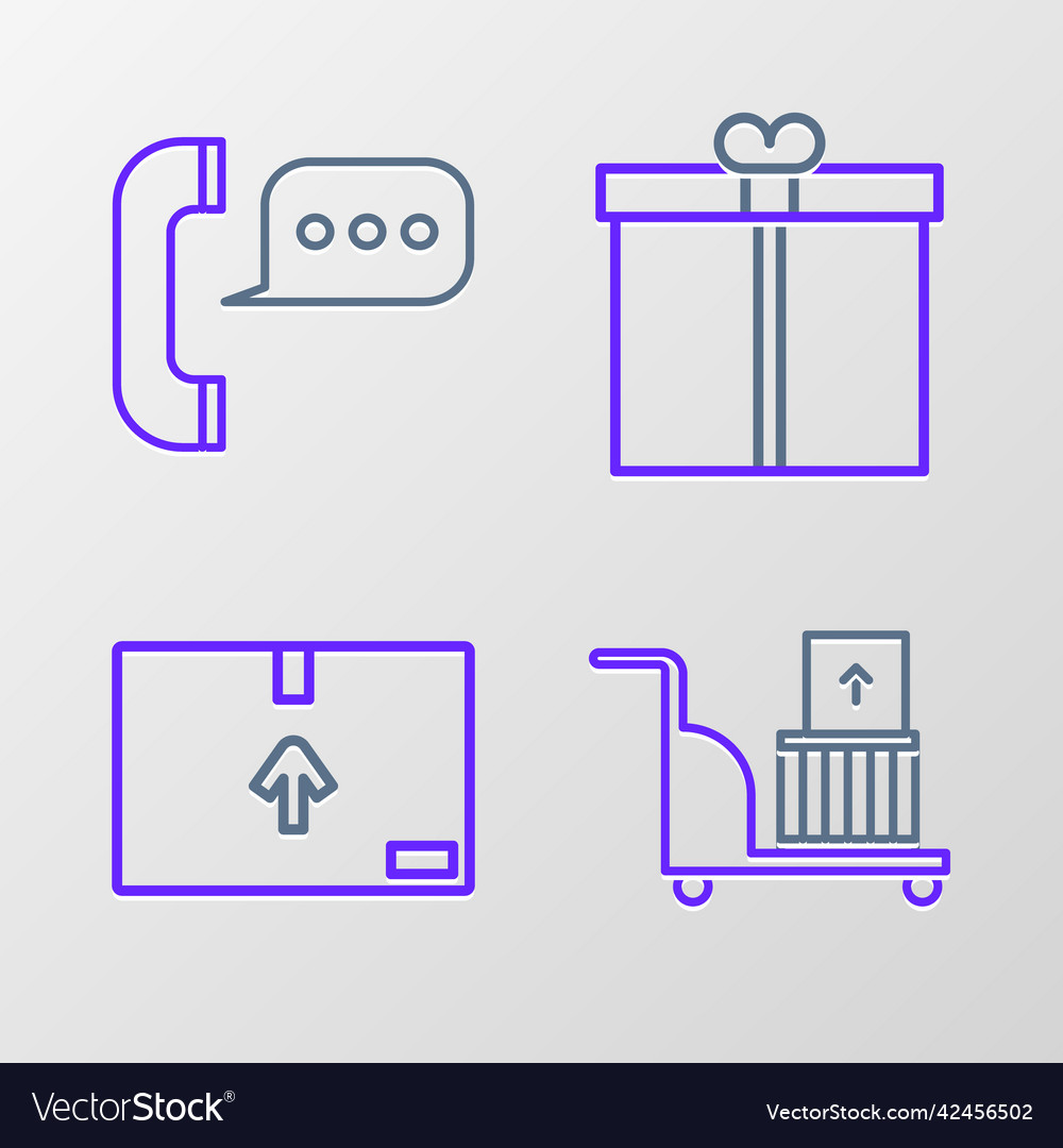 Set line electric hand truck and boxes cardboard Vector Image