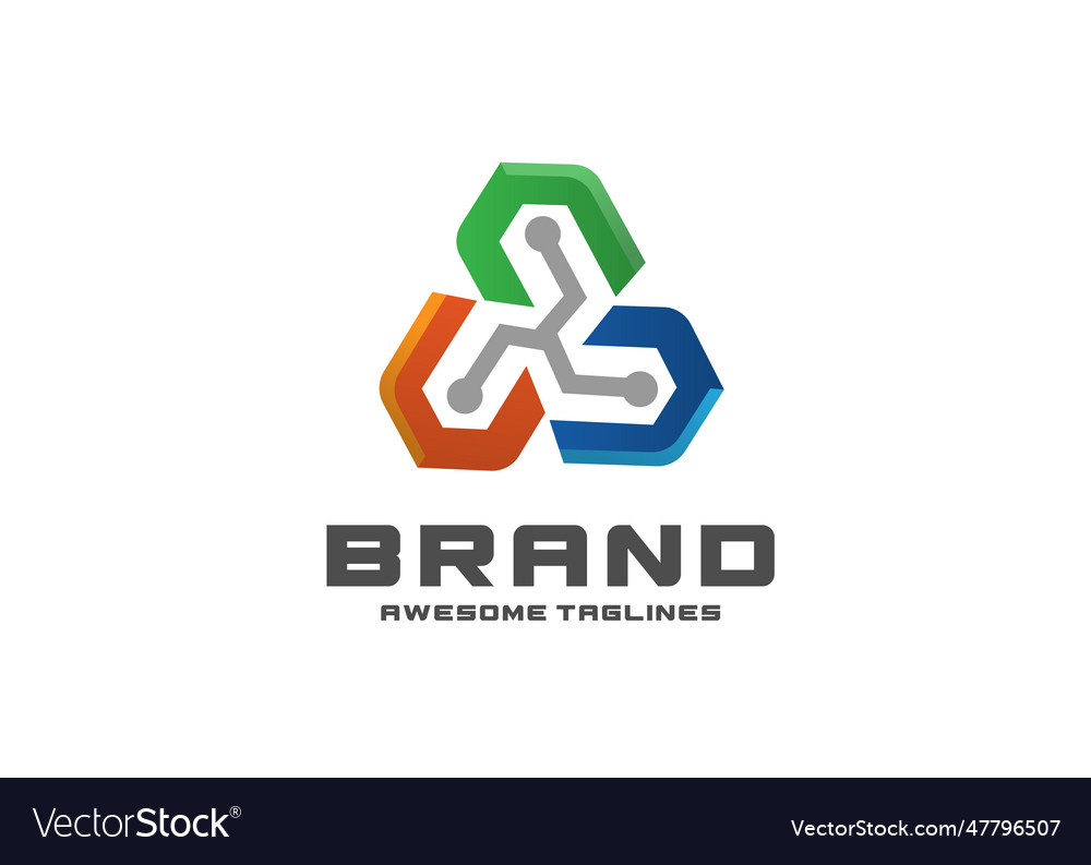 Abstract triangle tech logo Royalty Free Vector Image