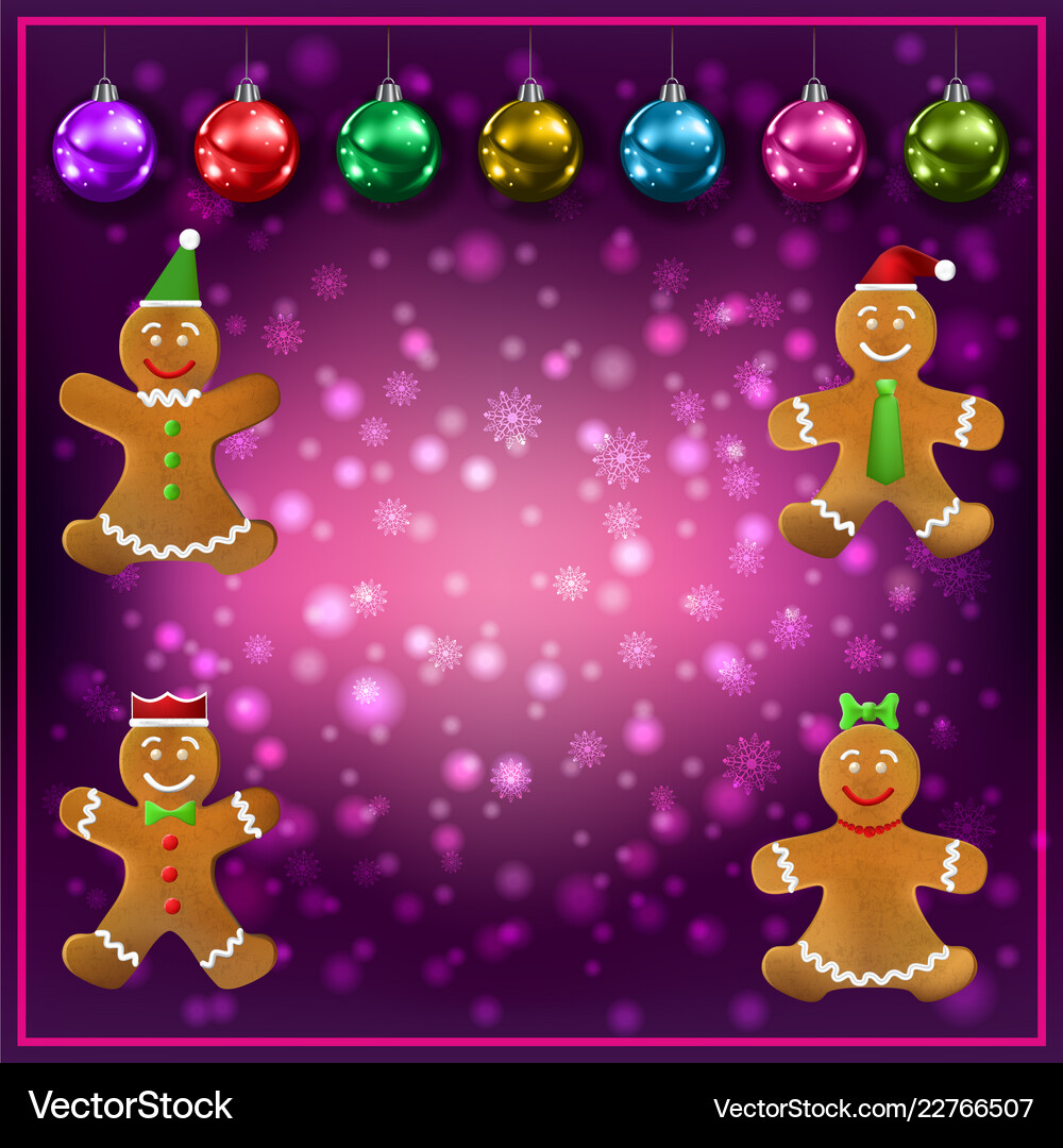Celebration purple greeting gingerbread man Vector Image