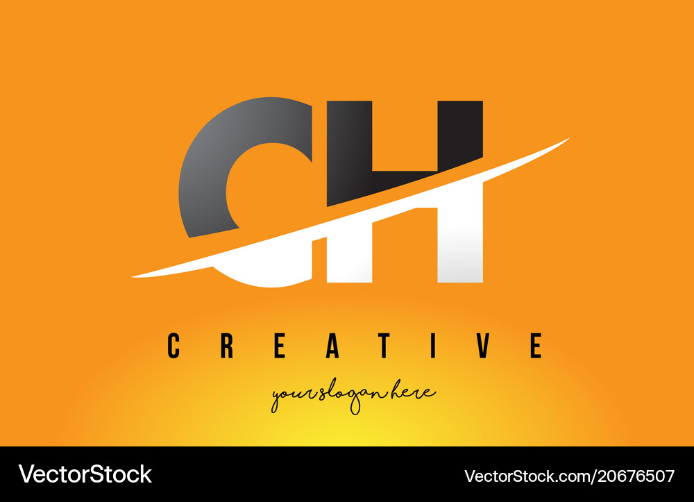 Ch c h letter modern logo design with yellow Vector Image