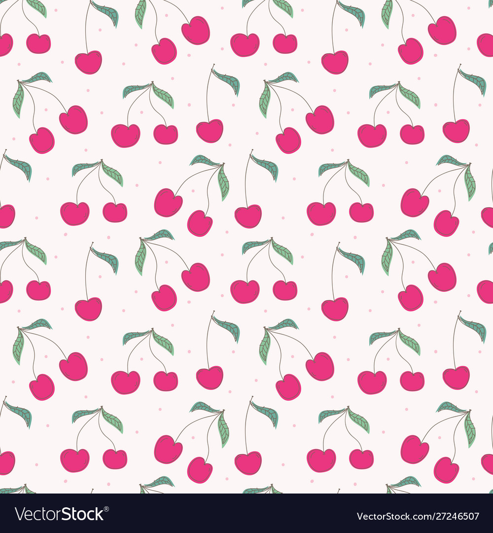 Cherry seamless pattern background Royalty Free Vector Image