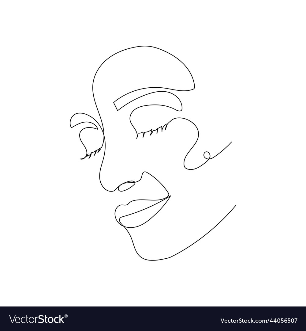 Continuous line drawing of portrait Royalty Free Vector
