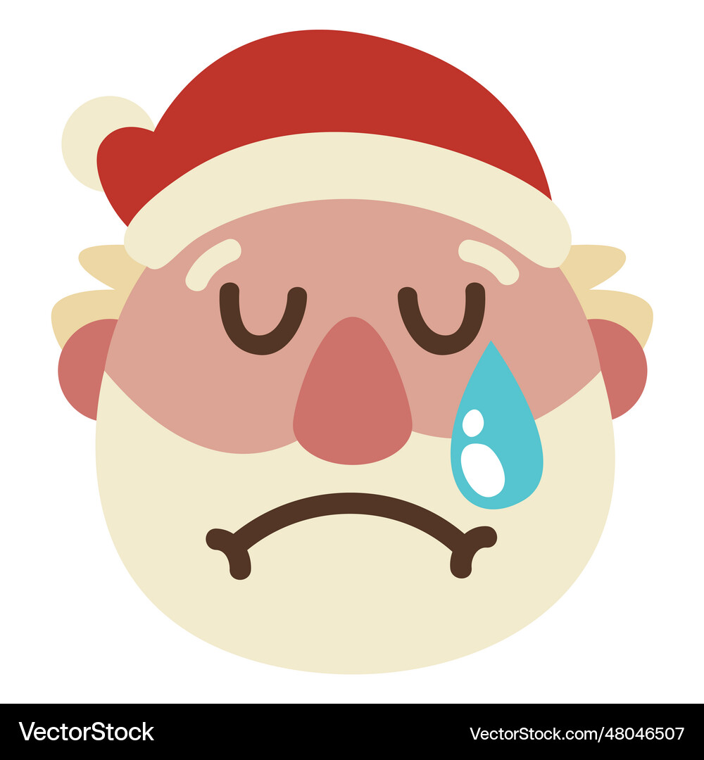 Crying santa claus face emoticon 61 Royalty Free Vector