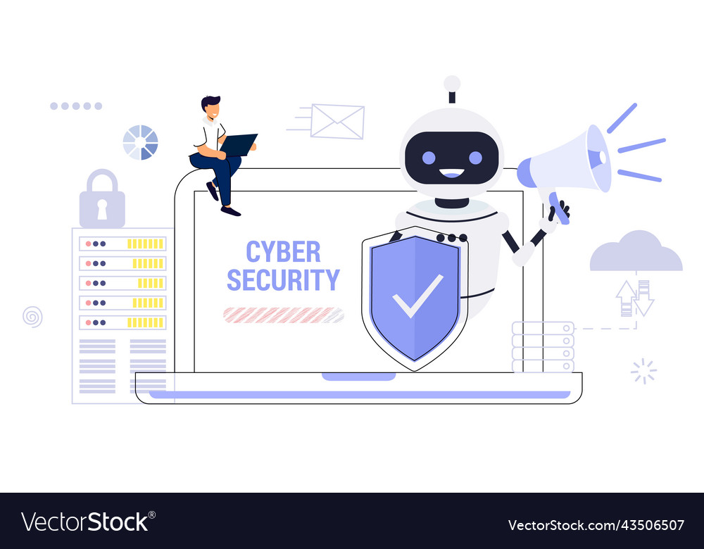 Cybersecurity malware security program industrial Vector Image