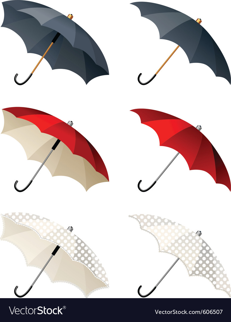 Different umbrellas isolated Royalty Free Vector Image