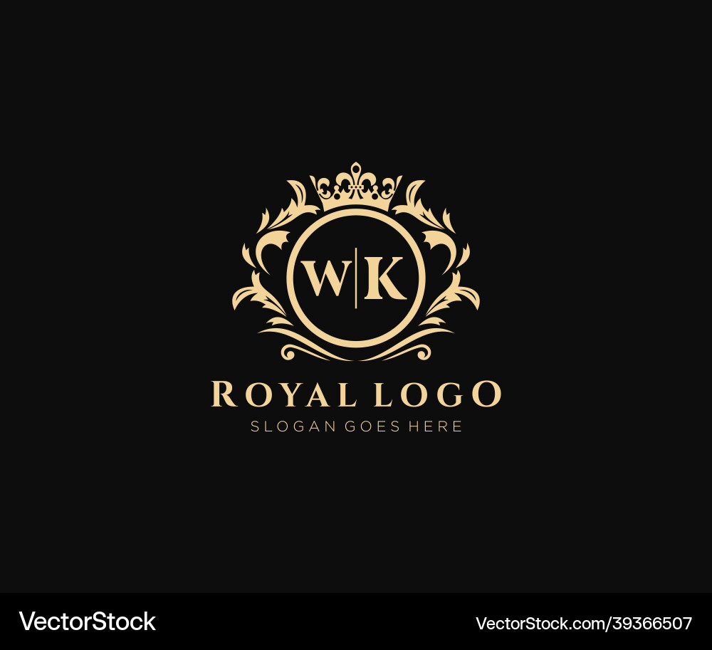 Initial wk letter luxurious brand logo template Vector Image