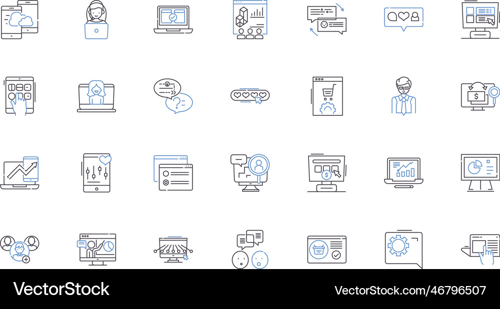Leadership line icons collection visionary Vector Image