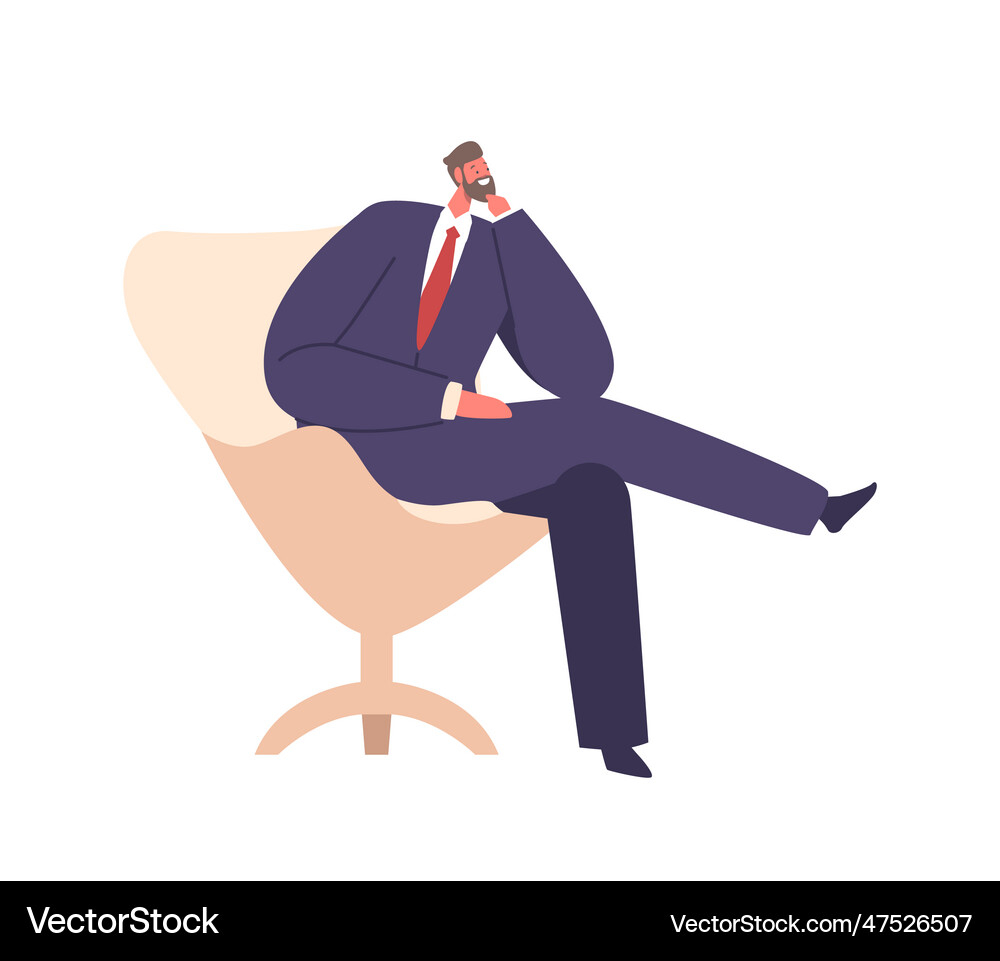 Professional businessman character sitting Vector Image