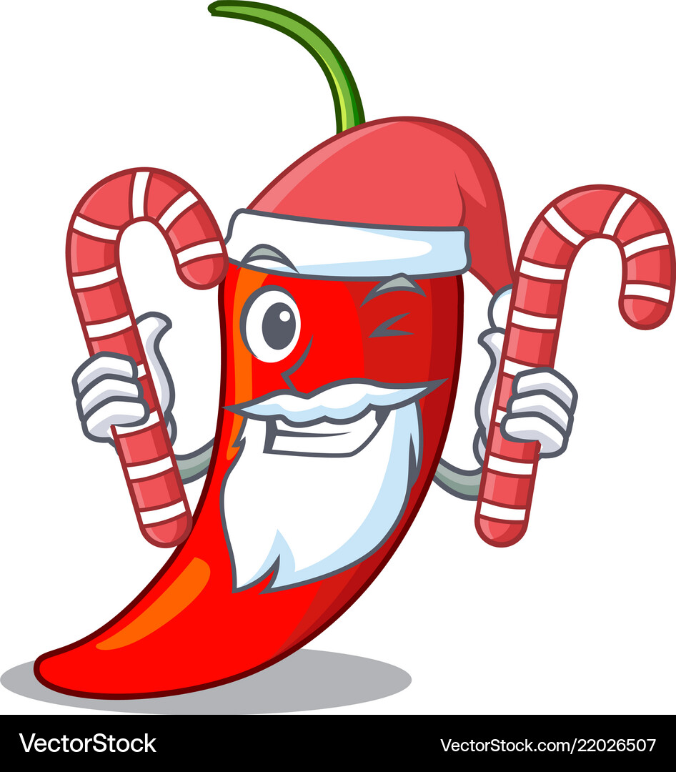 Santa with candy red chili pepper isolated Vector Image