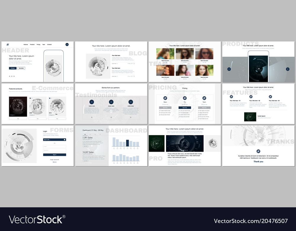 Set of templates for website design Royalty Free Vector