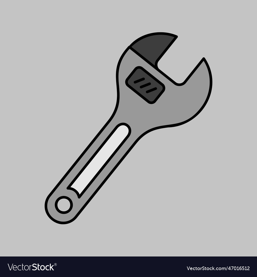 Adjustable spanner grayscale icon construction Vector Image