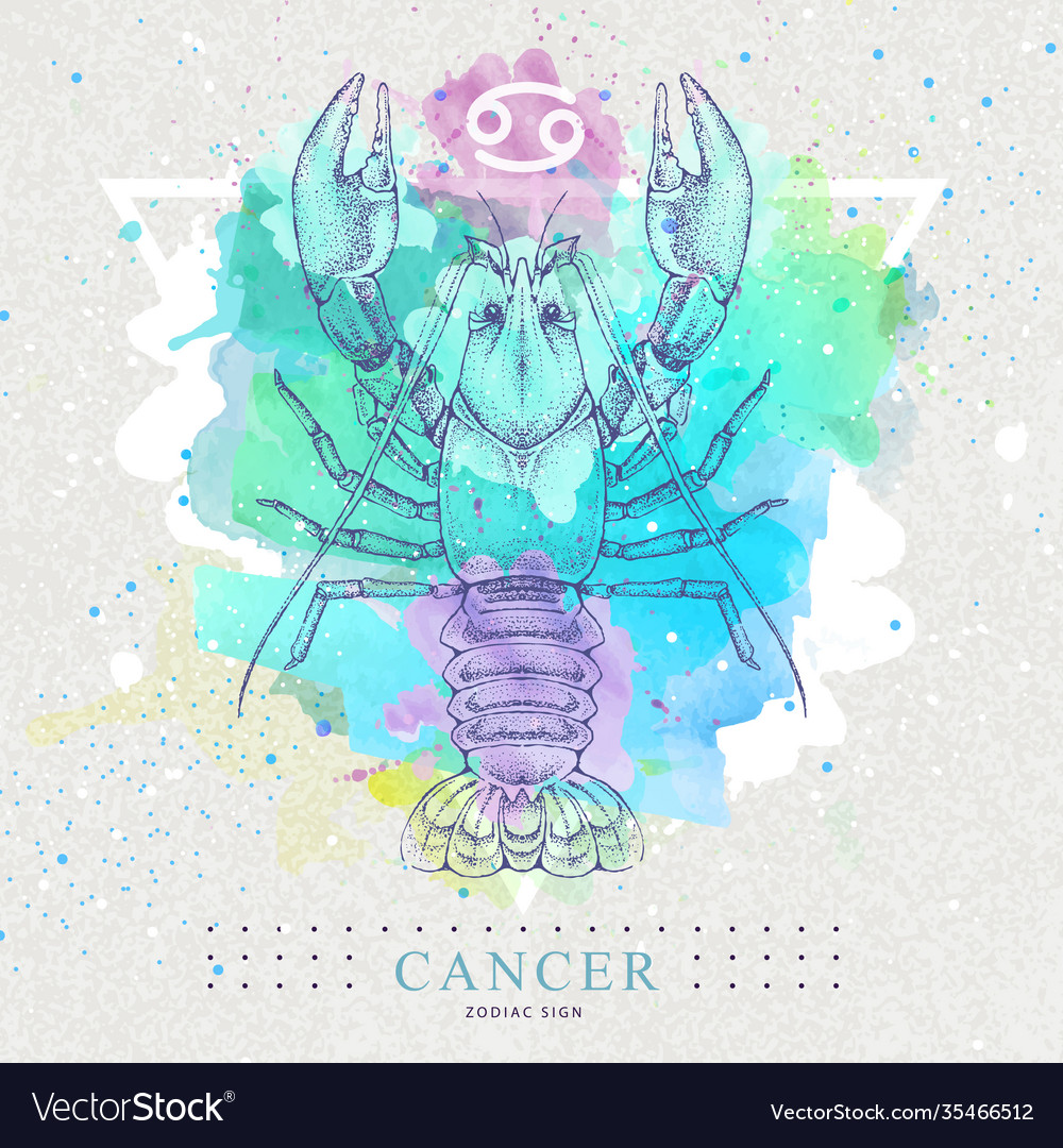 Card With Astrology Cancer Zodiac Sign Royalty Free Vector