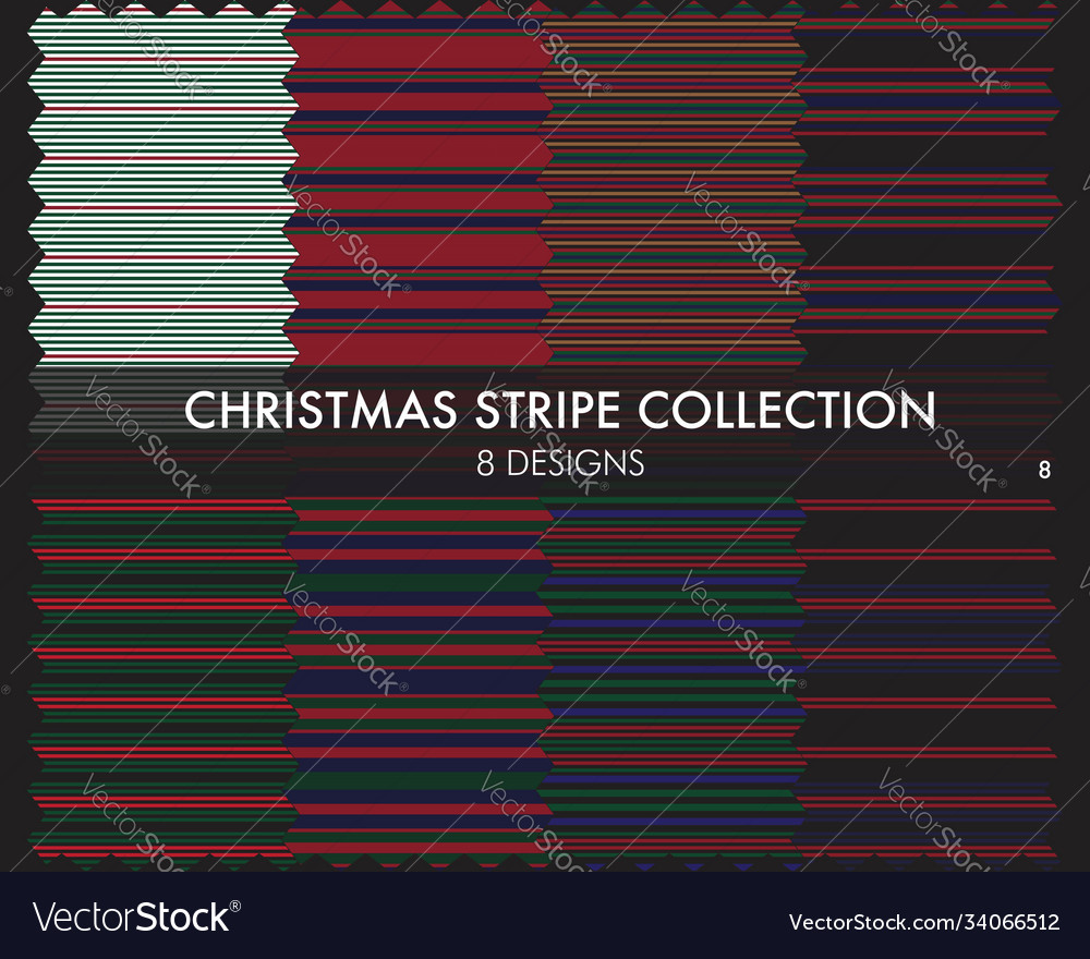 Christmas stripe seamless pattern collection Vector Image