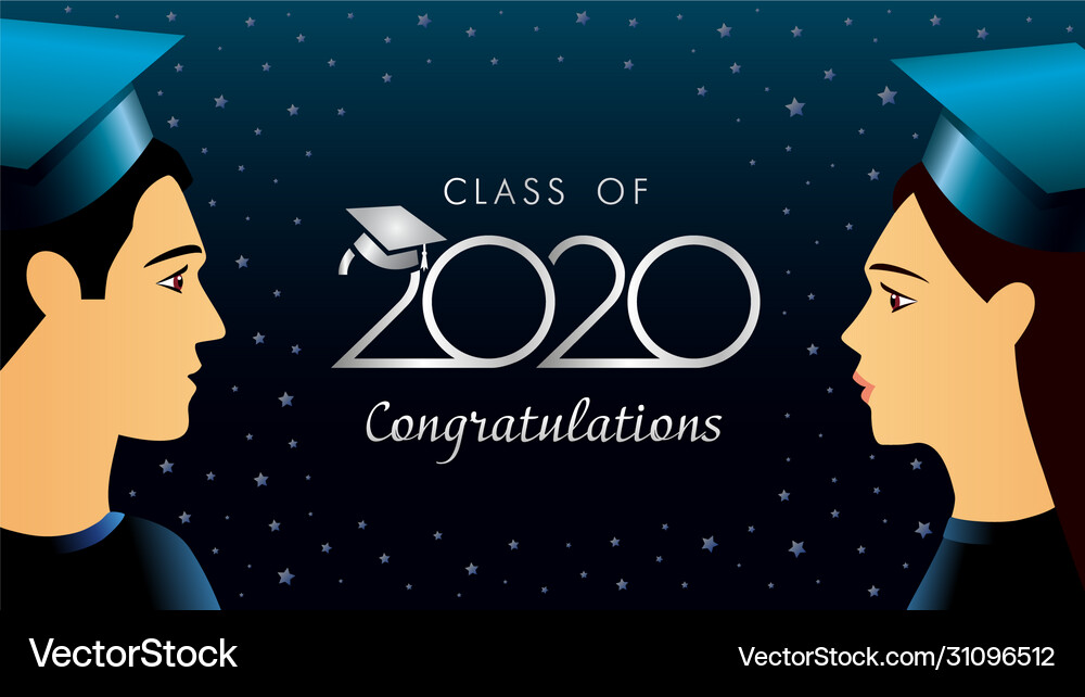 Class 2020 ongratulations students Royalty Free Vector Image