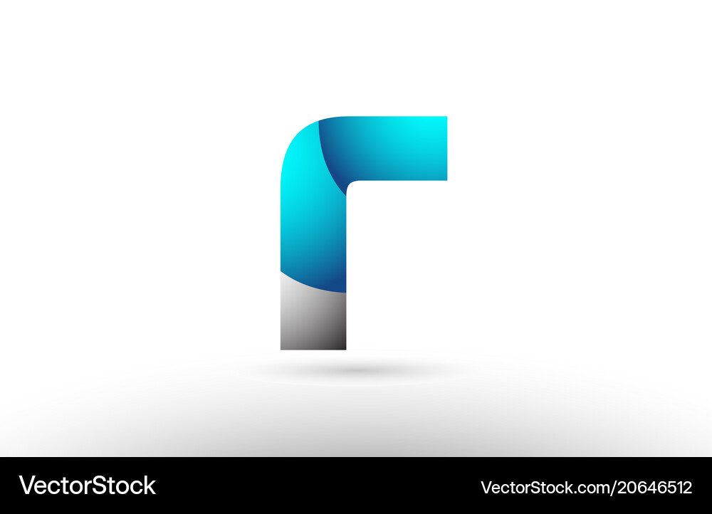 Grey blue alphabet letter r logo 3d design Vector Image