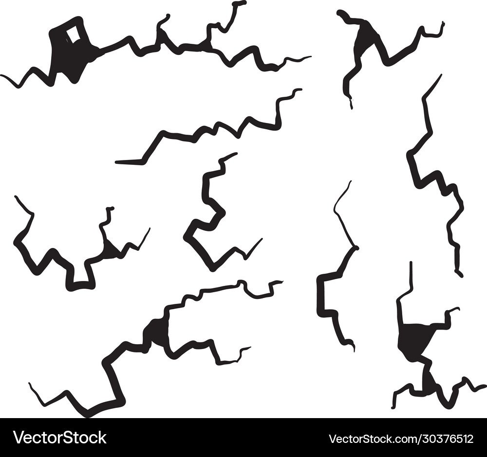 Hand drawn doodle crack element with cartoon art Vector Image